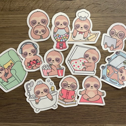 Merry Slothmas Sticker Pack Cute Sloth Stickers Fun - Etsy