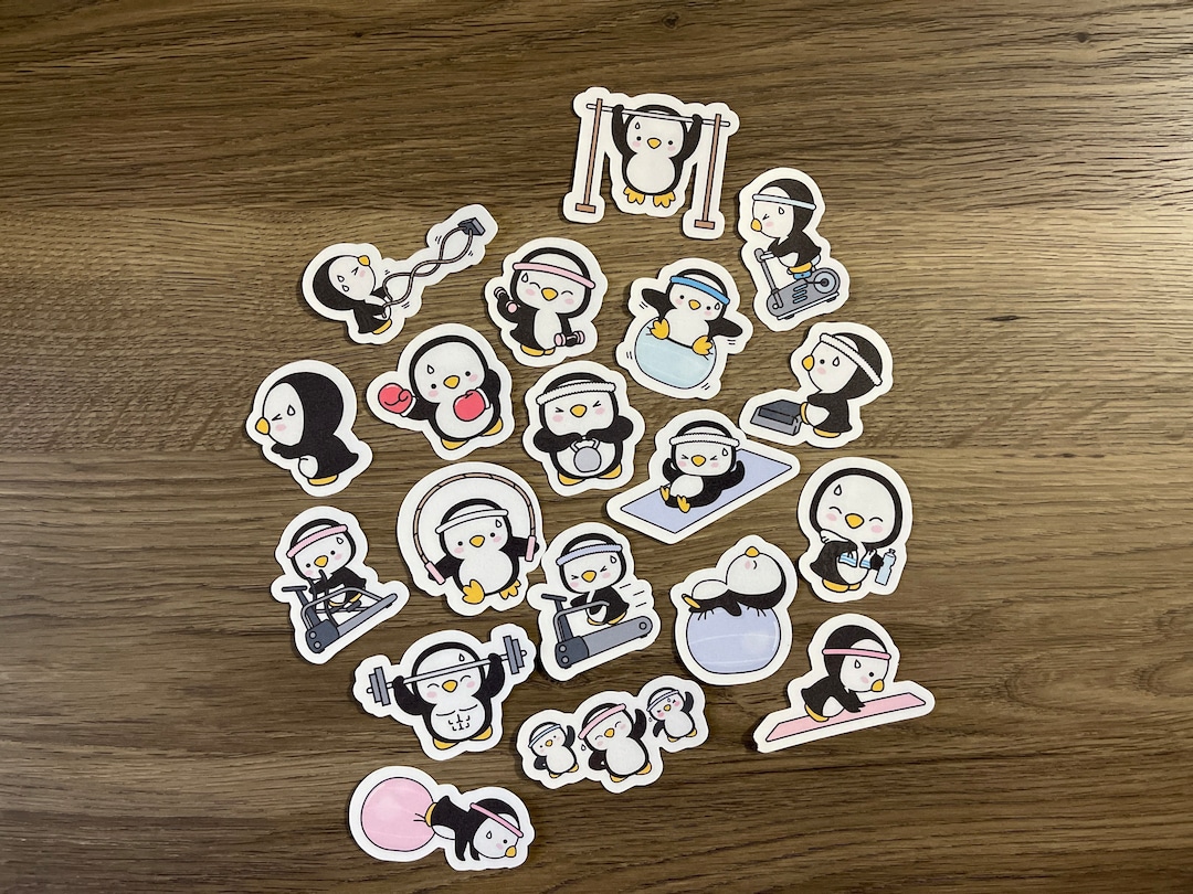 Cute Penguins Working Out Sticker Pack | Cute | Fun Stickers | Stickers ...