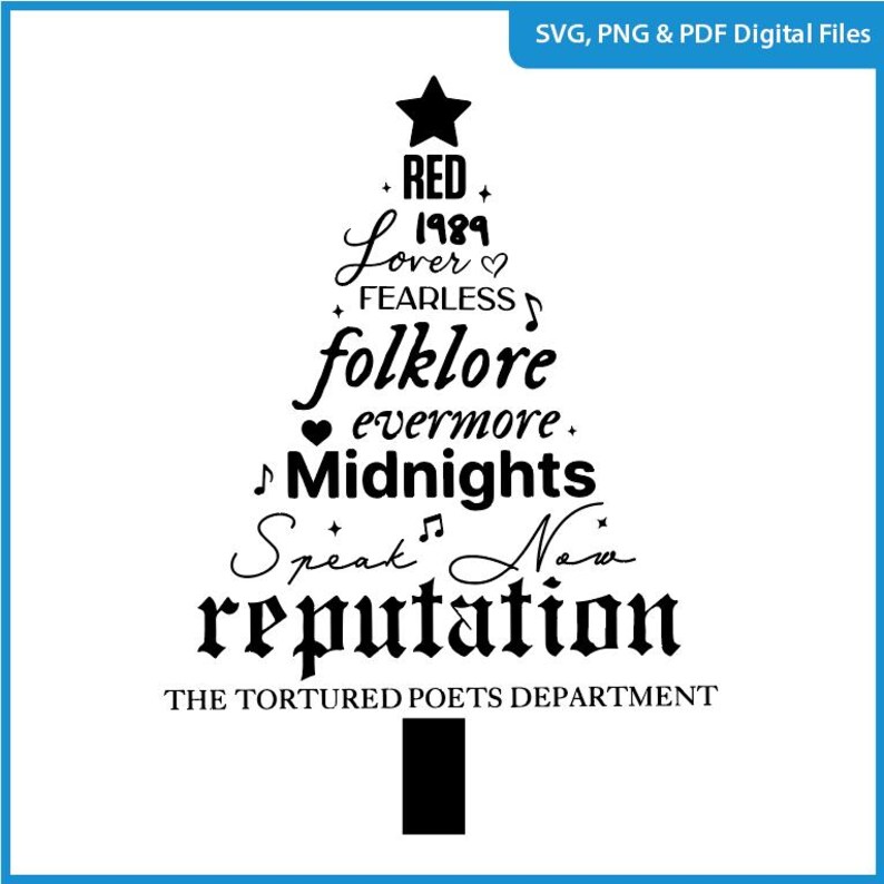 Taylor Swift Christmas Tree Svg, Taylor Png, the Eras Tour, Instant ...