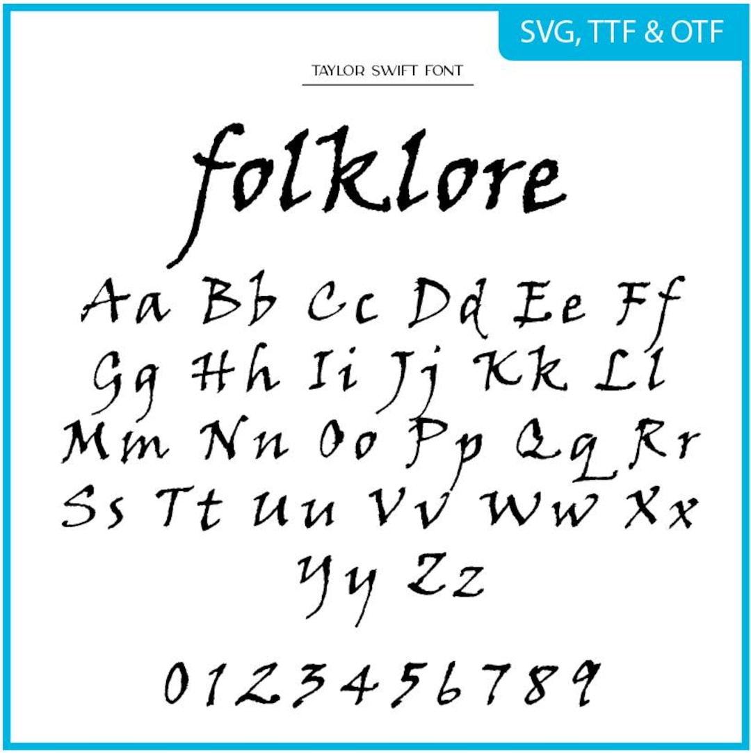 Folklore Tayior Swift Design Font. Svg perfect for Cameo & Cricut Ttf ...