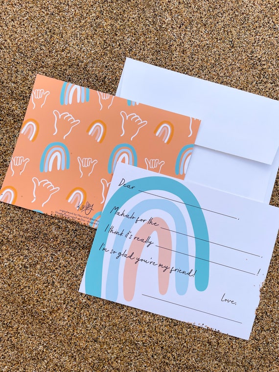 Keiki Fill-in-the-blank Mahalo Cards Bright Rainbow / - Etsy