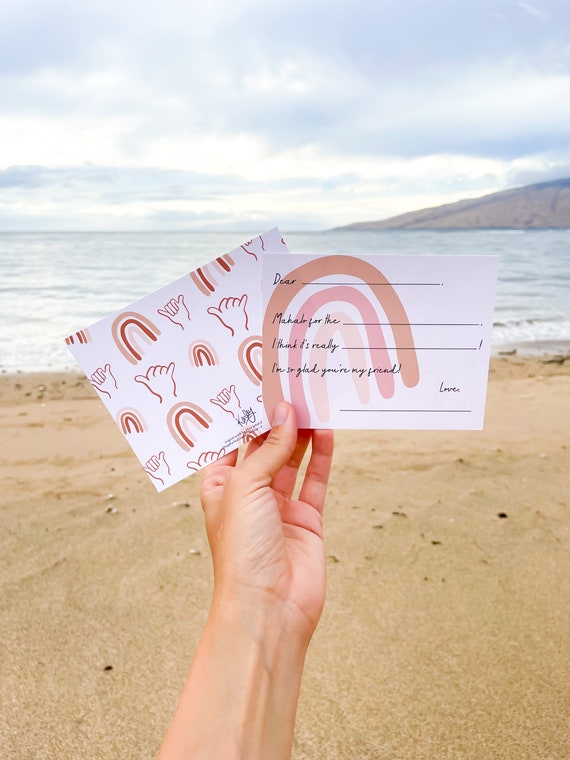 Keiki Fill-in-the-blank Mahalo Cards Neutral Rainbow / - Etsy