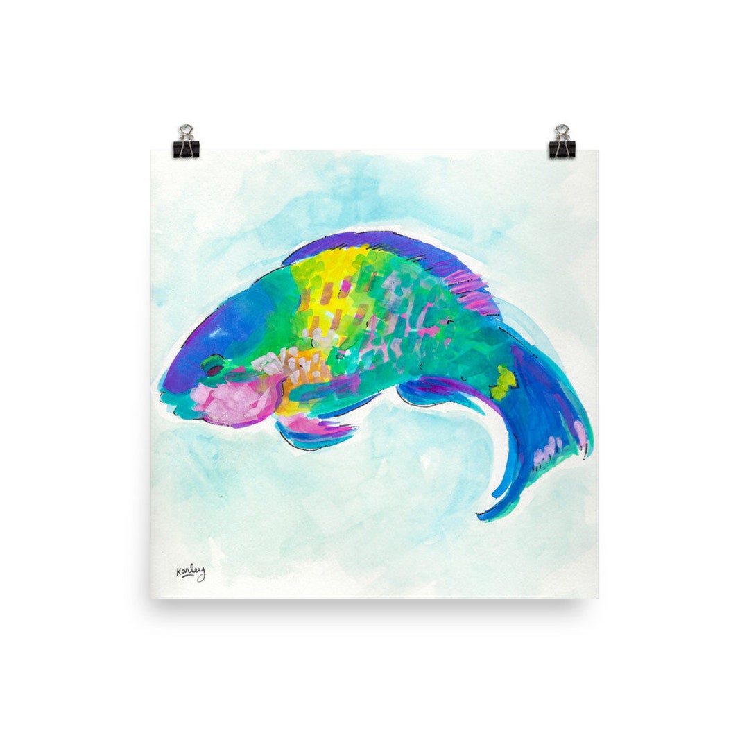 Parrotfish Watercolor Art Print / Parrotfish / Parrotfish Art - Etsy