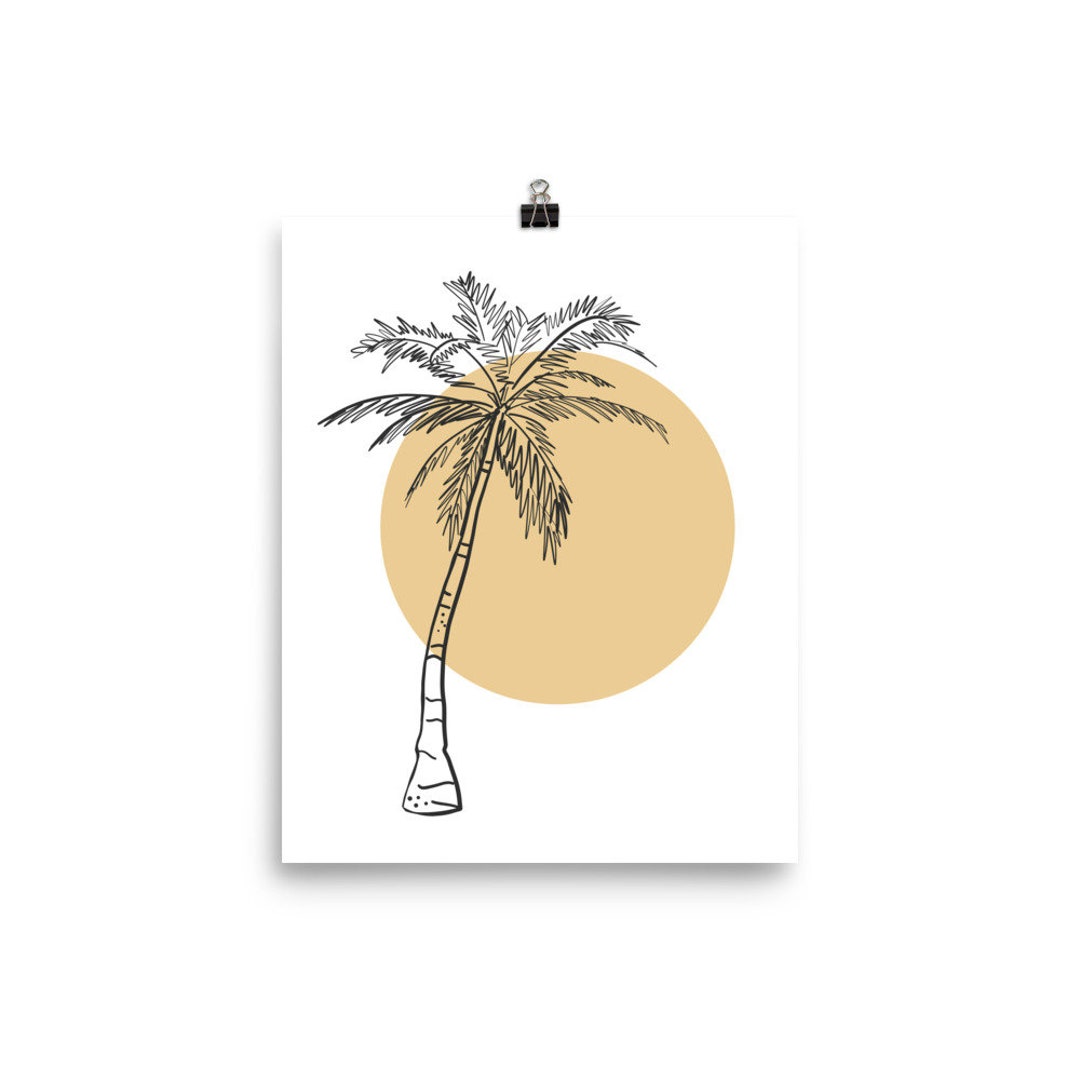 Palm Tree Line Drawing Art Print / Palm Tree Art / Palm Tree / Tropical ...