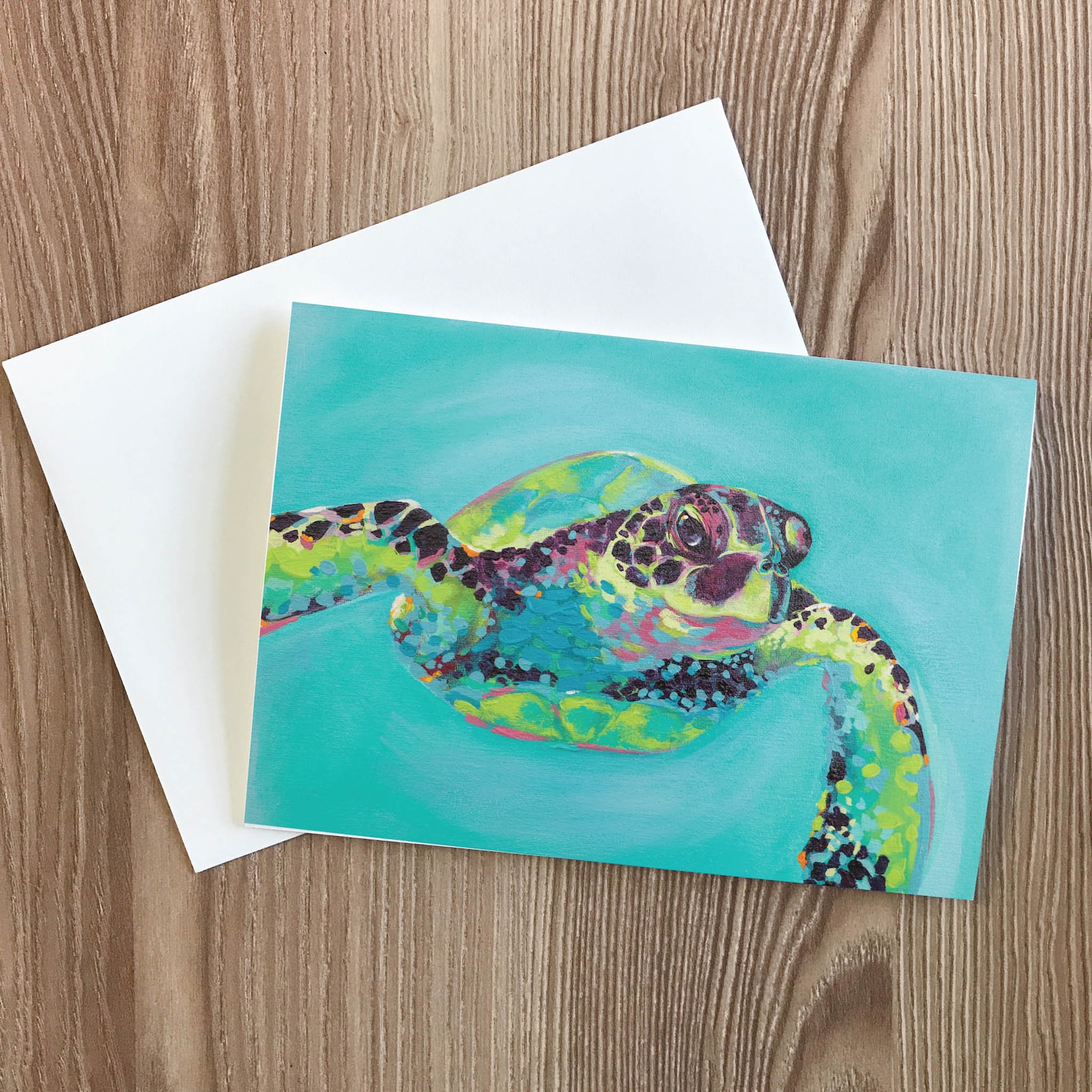 Sea Turtle Note Cards / Colorful Turtle / Hawaiian Turtle / Green Sea ...
