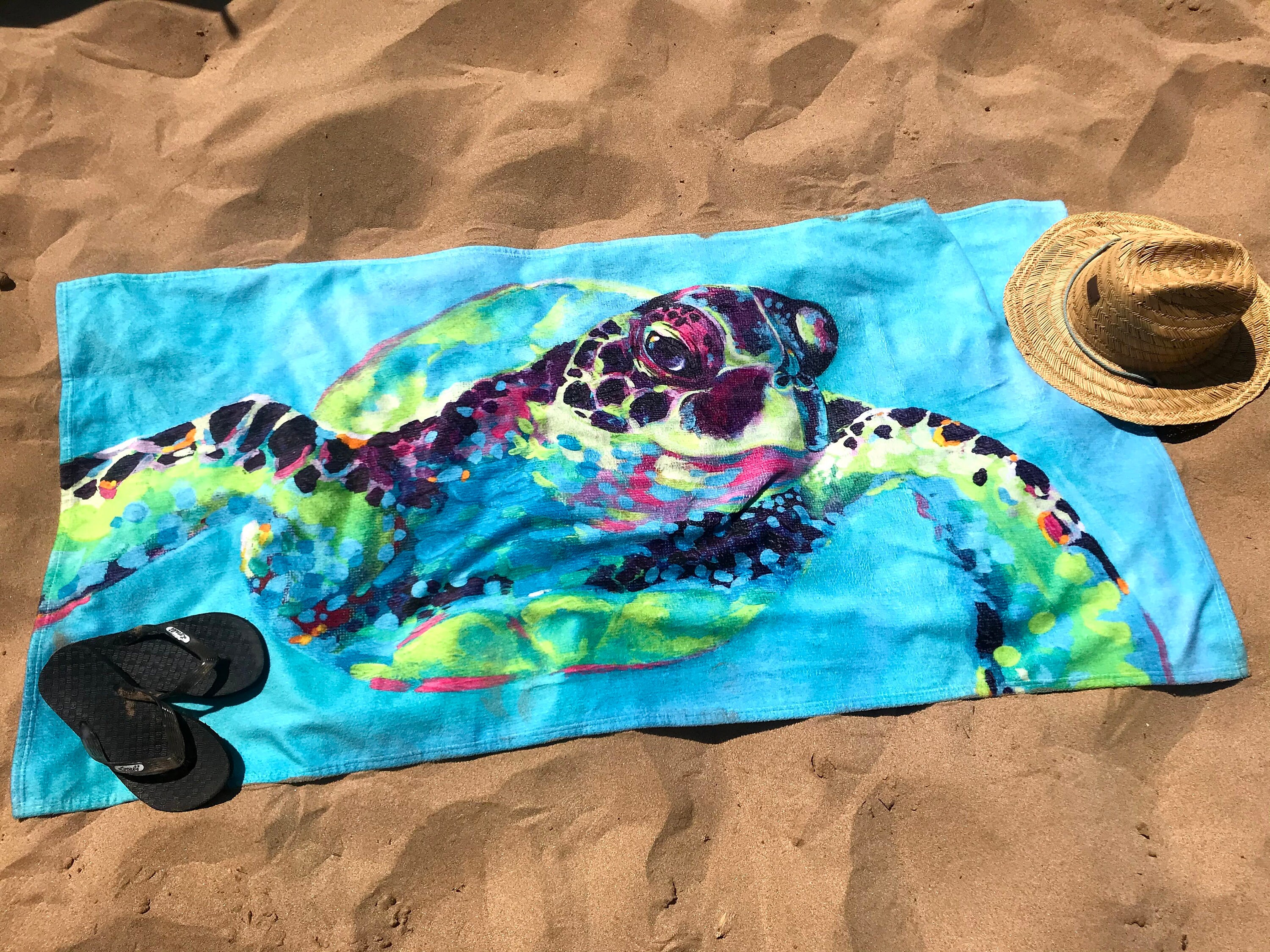 Sea Turtle Beach Towel / Beach Towel / Turtle Towel / Terry - Etsy India