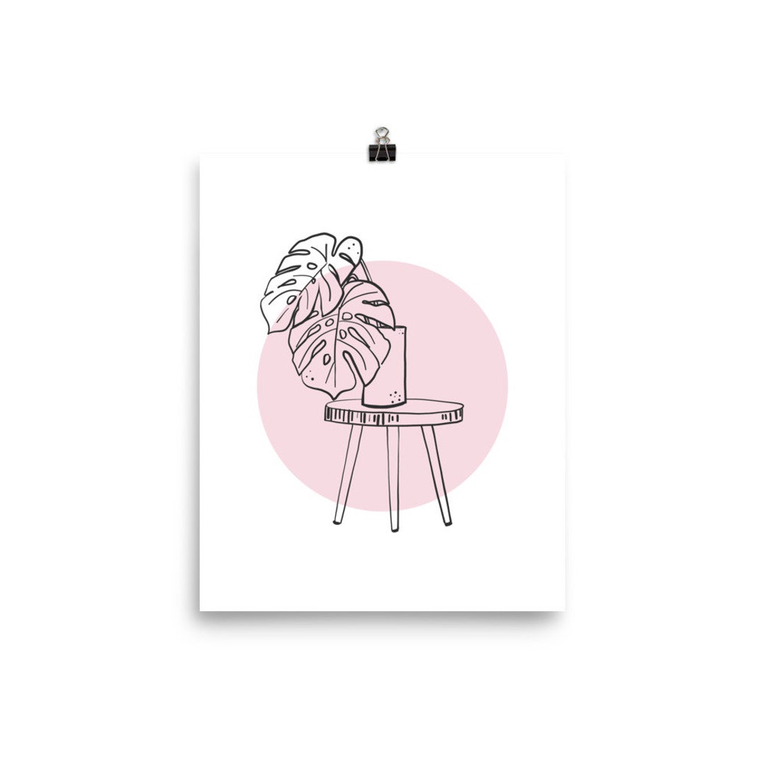 Monstera Line Drawing Art Print / Monstera Art / Monstera Leaf ...