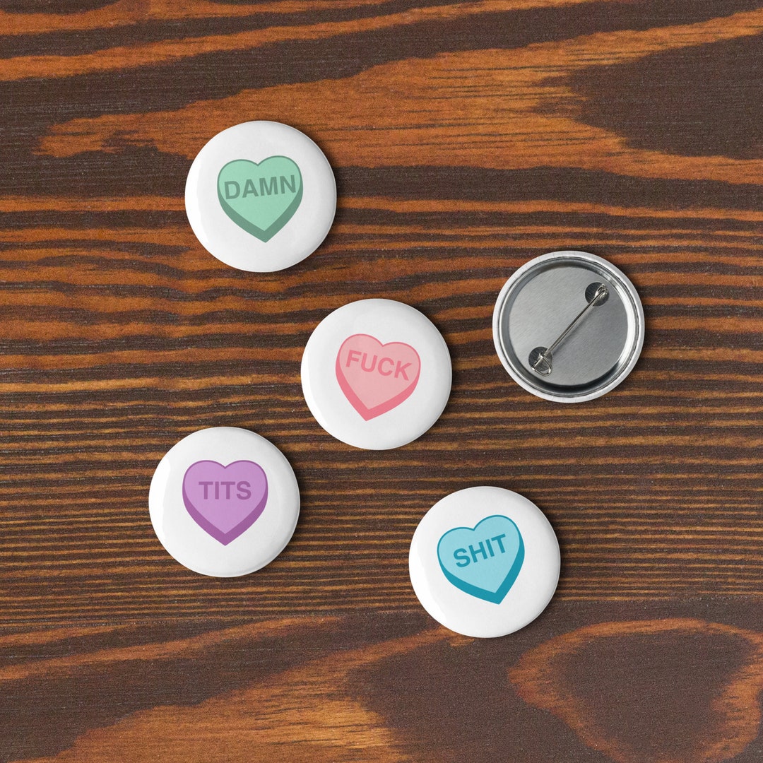 Vulgar Candy Heart Pin Buttons, Set of 5, Besties Gift - Etsy