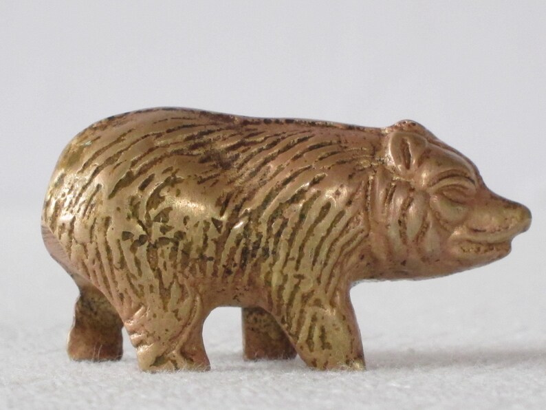 Miniature Brass Bear Figurine, 3/4 High, Teddy Bear, Miniature Bear ...