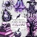 Spooky Purple Halloween Clipart Bundle, 24 Pngs, Transparent Background ...