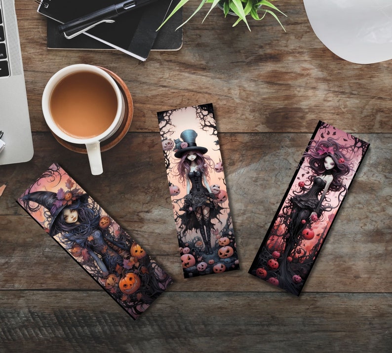 20 Witchy Vibes Printable Bookmarks, Cute Gothic Witch Designs, Digital ...