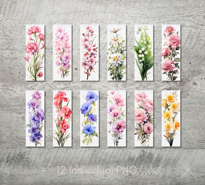 Birth Month Flower Printable Bookmarks, 12 Birth Flower Designs, Letter ...
