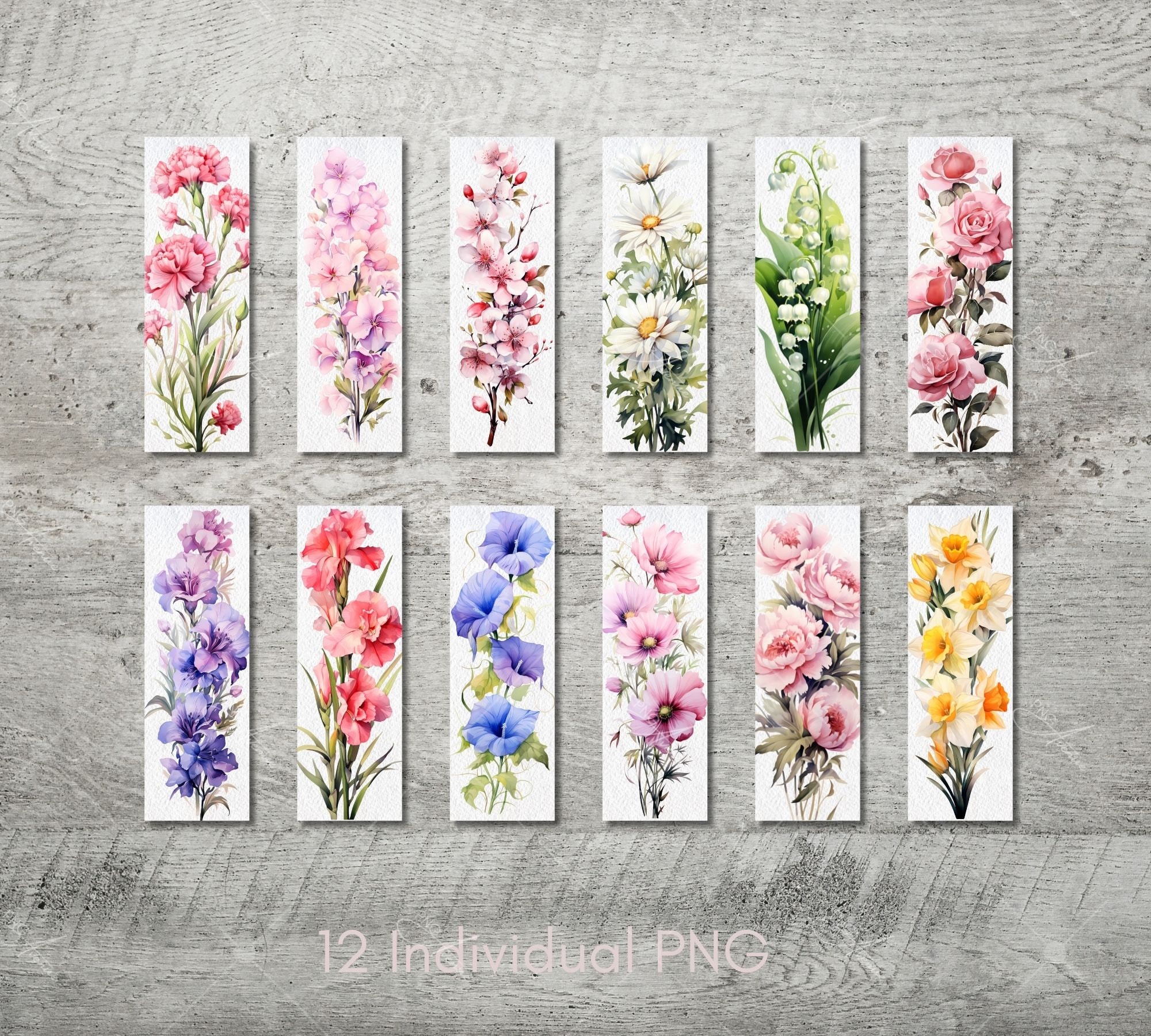 Birth Month Flower Printable Bookmarks, 12 Birth Flower Designs, Letter ...