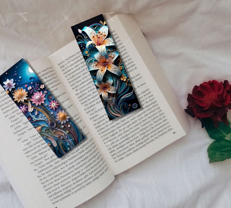 3D Floral Printable Bookmarks, Beautiful Flower Art Designs, Digital ...