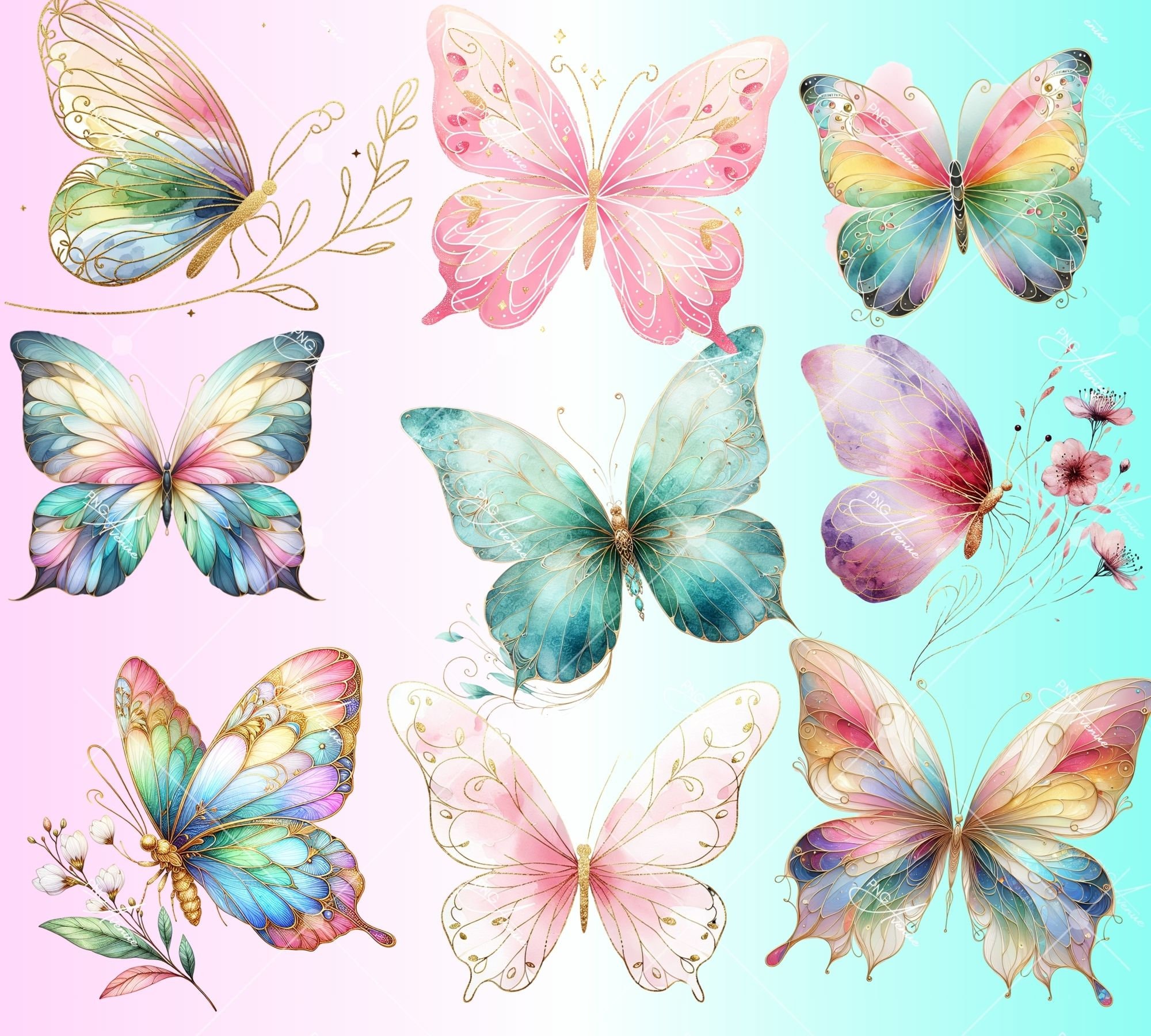 Watercolor Butterflies Clipart, Butterfly Clipart Insect, Butterflies ...