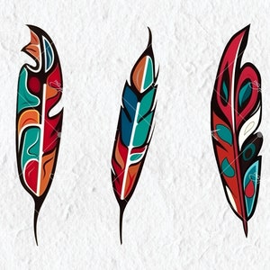Haida Feather Clip Art, 12 Indigenous Clipart PNG Format, Instant ...