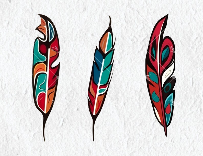 Haida Feather Clip Art, 12 Indigenous Clipart PNG Format, Instant ...