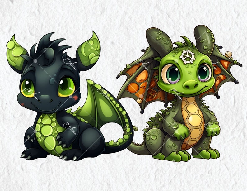 Cute Fantasy Baby Dragon Clipart, 12 Colorful Baby Dragon PNG, Dragon ...
