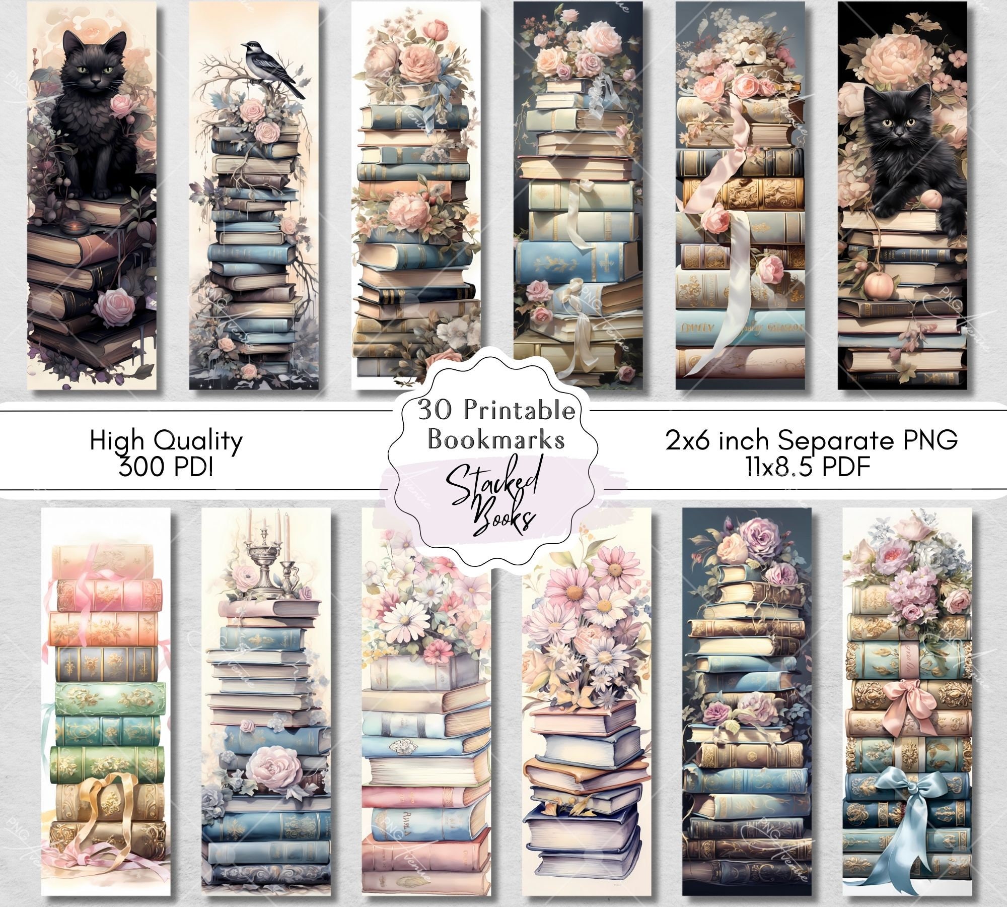 Stacked Books Printable Bookmarks Book Lovers Designs - Etsy UK