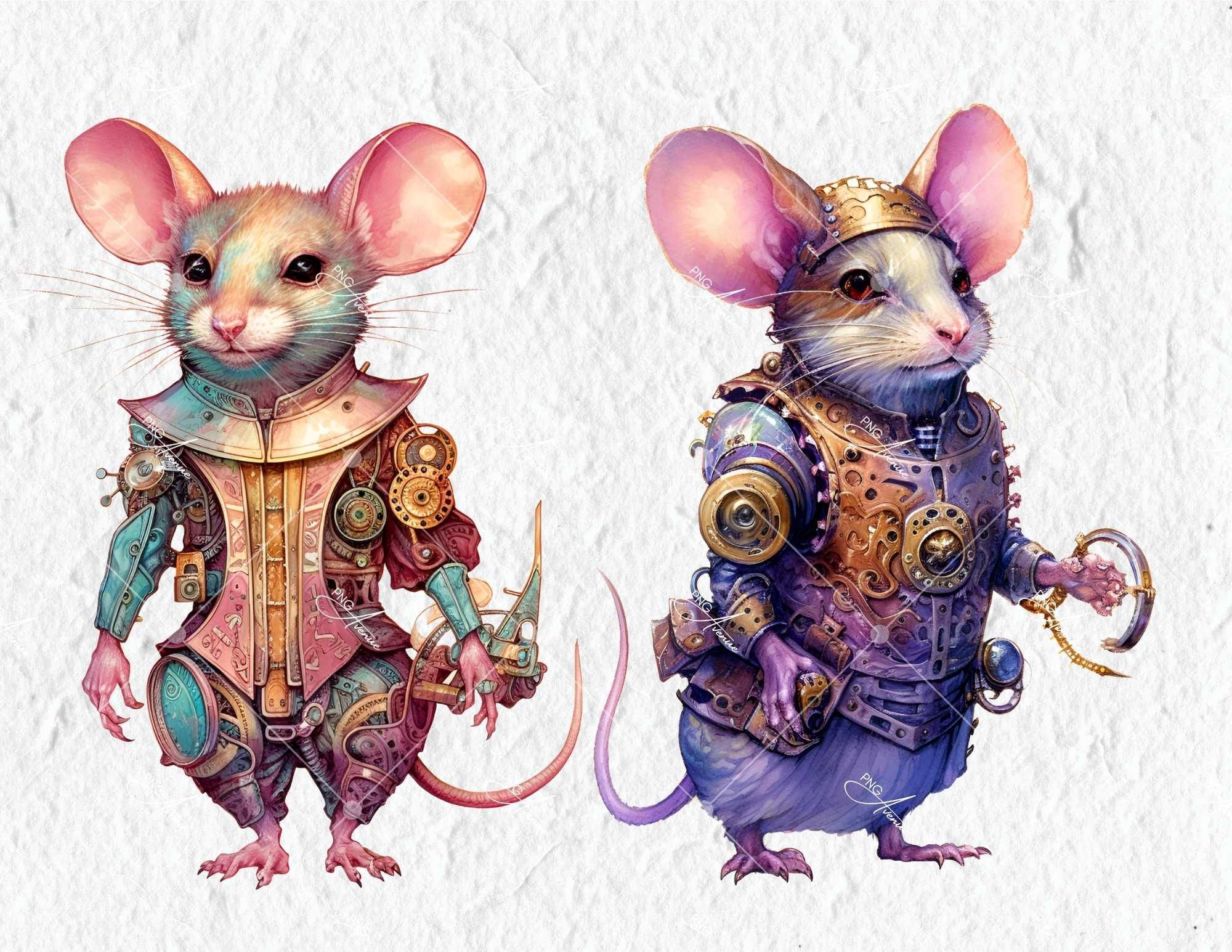 Steam Punk Mice Clipart, 14 PNG Files, Steam Punk Mouse Adorned With ...