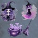 Spooky Purple Halloween Clipart Bundle, 24 Pngs, Transparent Background ...