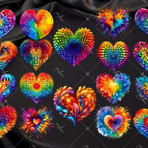 Rainbow Love Hearts , 18 Transparent PNG Files, Bright Hearts Clipart ...