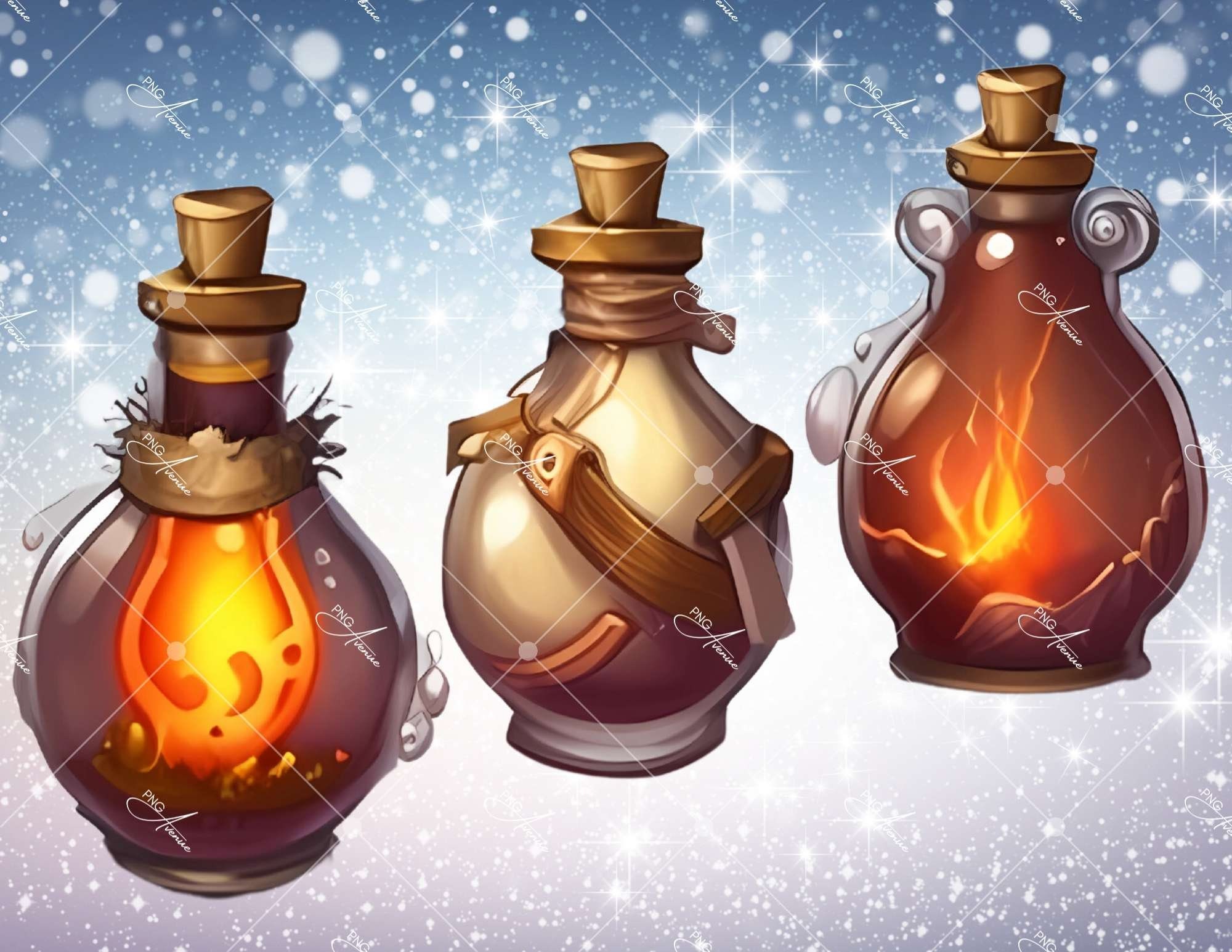 Magic Potions Clipart, 12 PNG Files, Witchcraft Potion Bottles, PNG ...