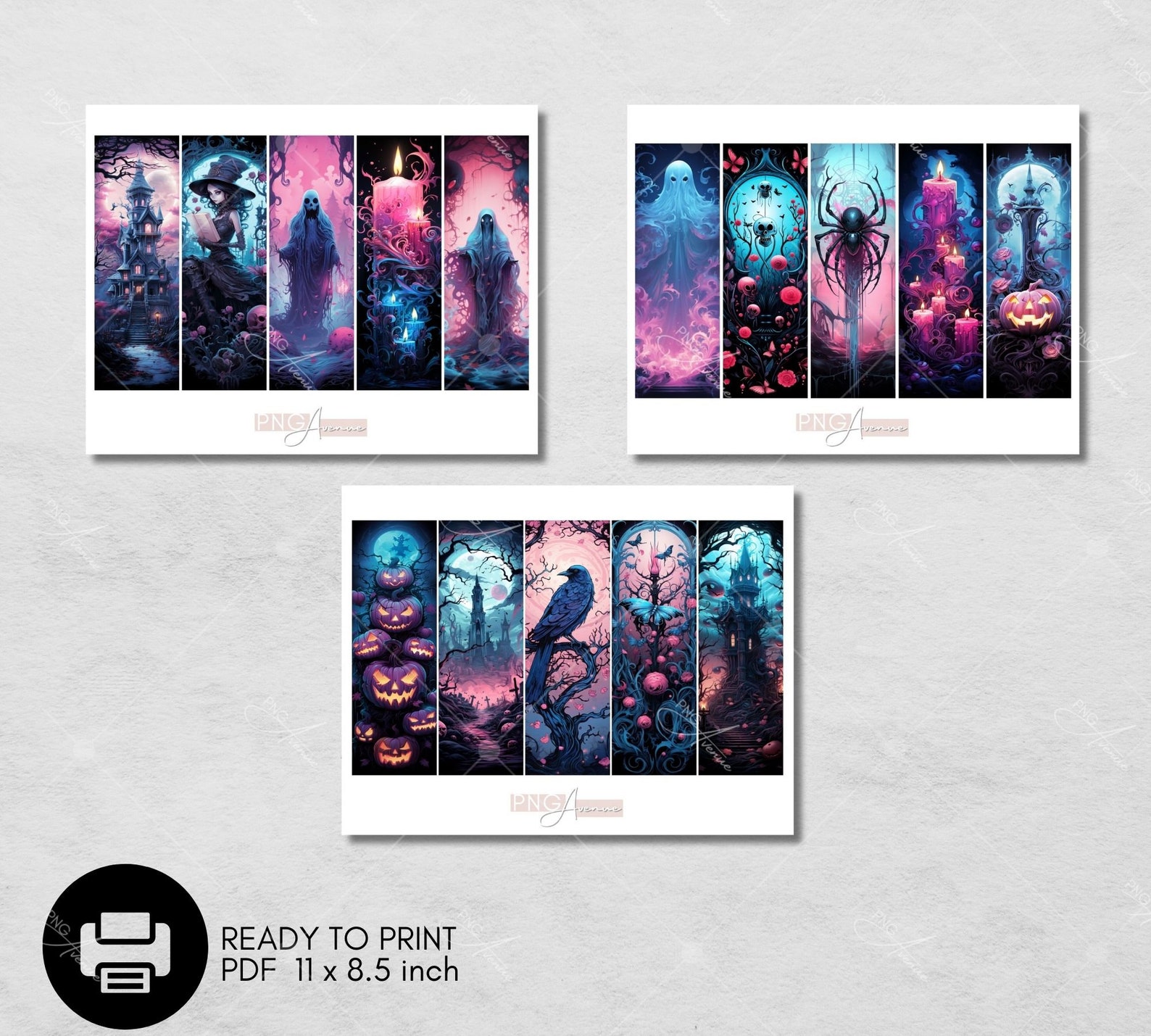 30 Pink Goth Printable Bookmarks, Cute Pastel Gothic Designs, Digital ...