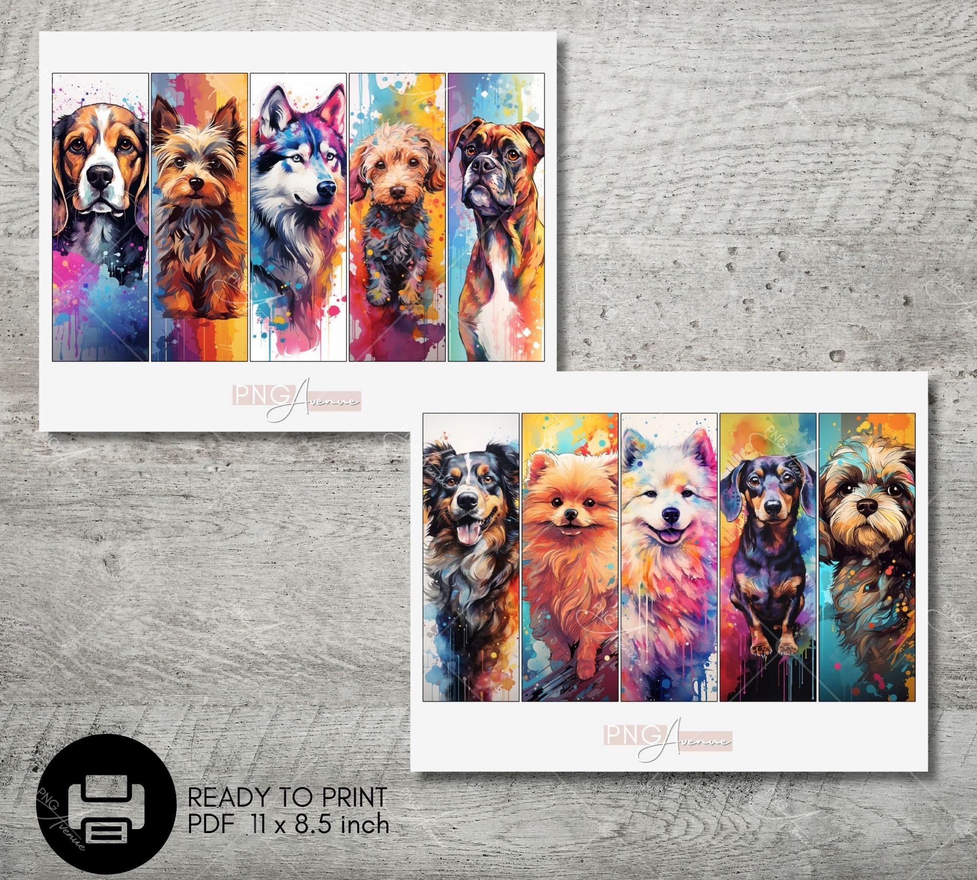 Cute Dog Breed Printable Bookmarks, Adorable Watercolor Designs ...