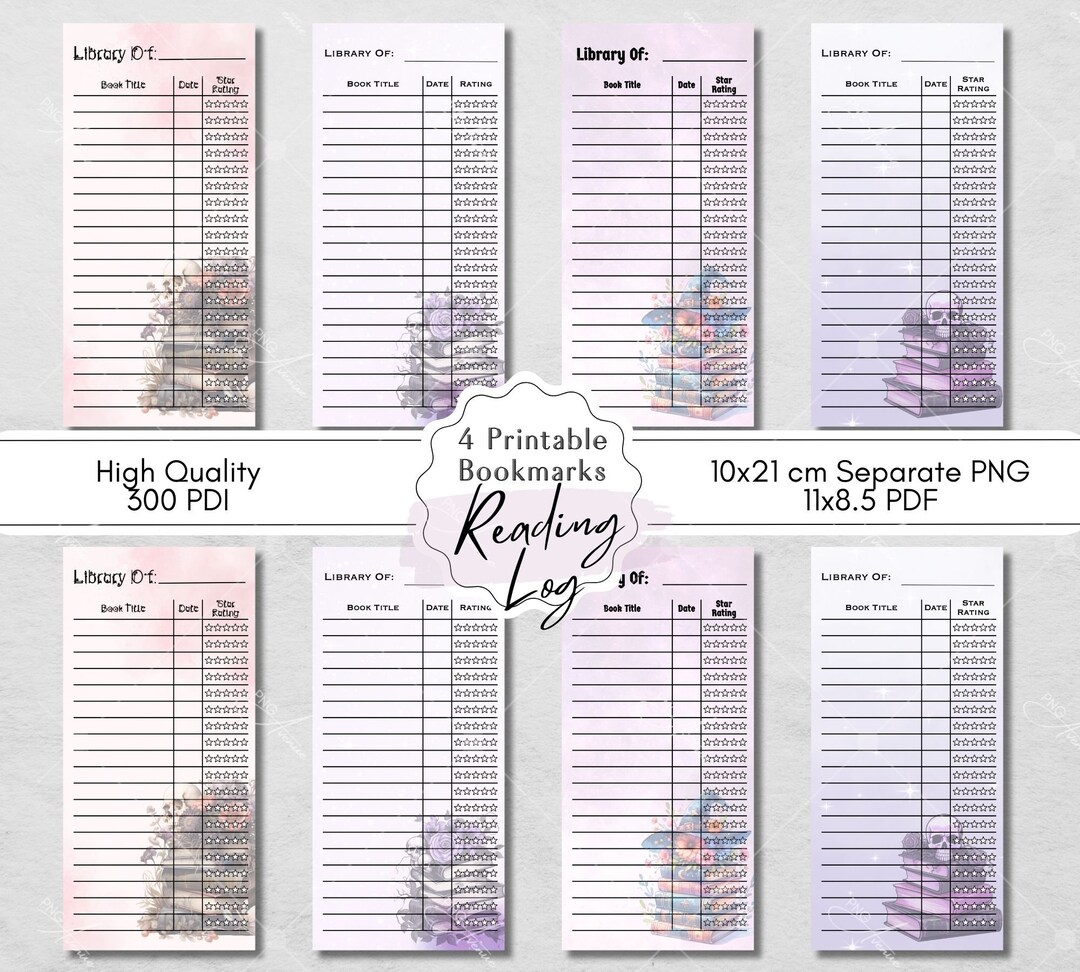 Witchy Reading Log Tracker, Book Tracker Bookmarks, Library Cards ...