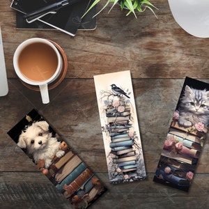 Stacked Books Printable Bookmarks, Book Lovers Designs, Digital Letter ...
