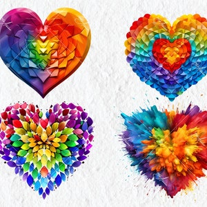 Rainbow Love Hearts , 18 Transparent PNG Files, Bright Hearts Clipart ...