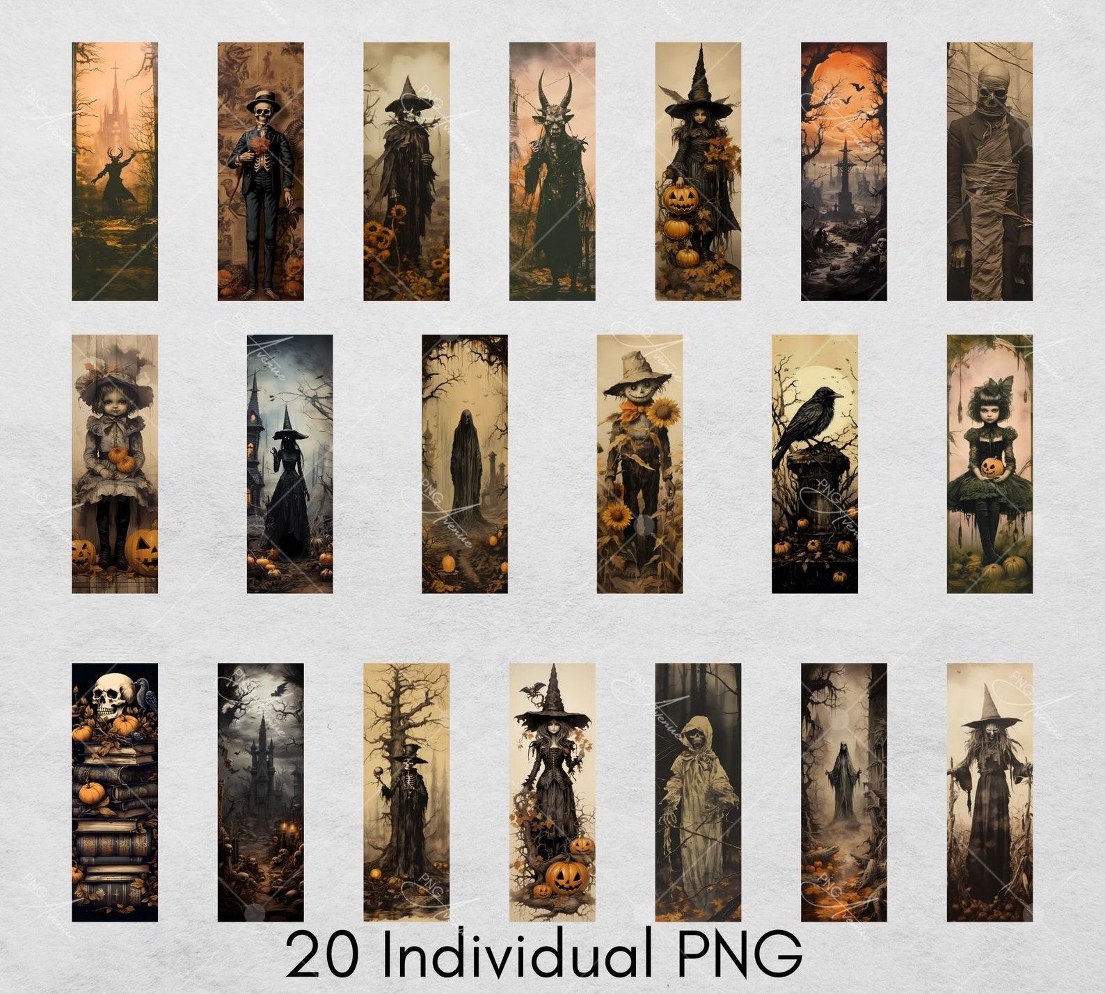 20 Vintage Spooky Halloween Printable Bookmarks Gothic - Etsy