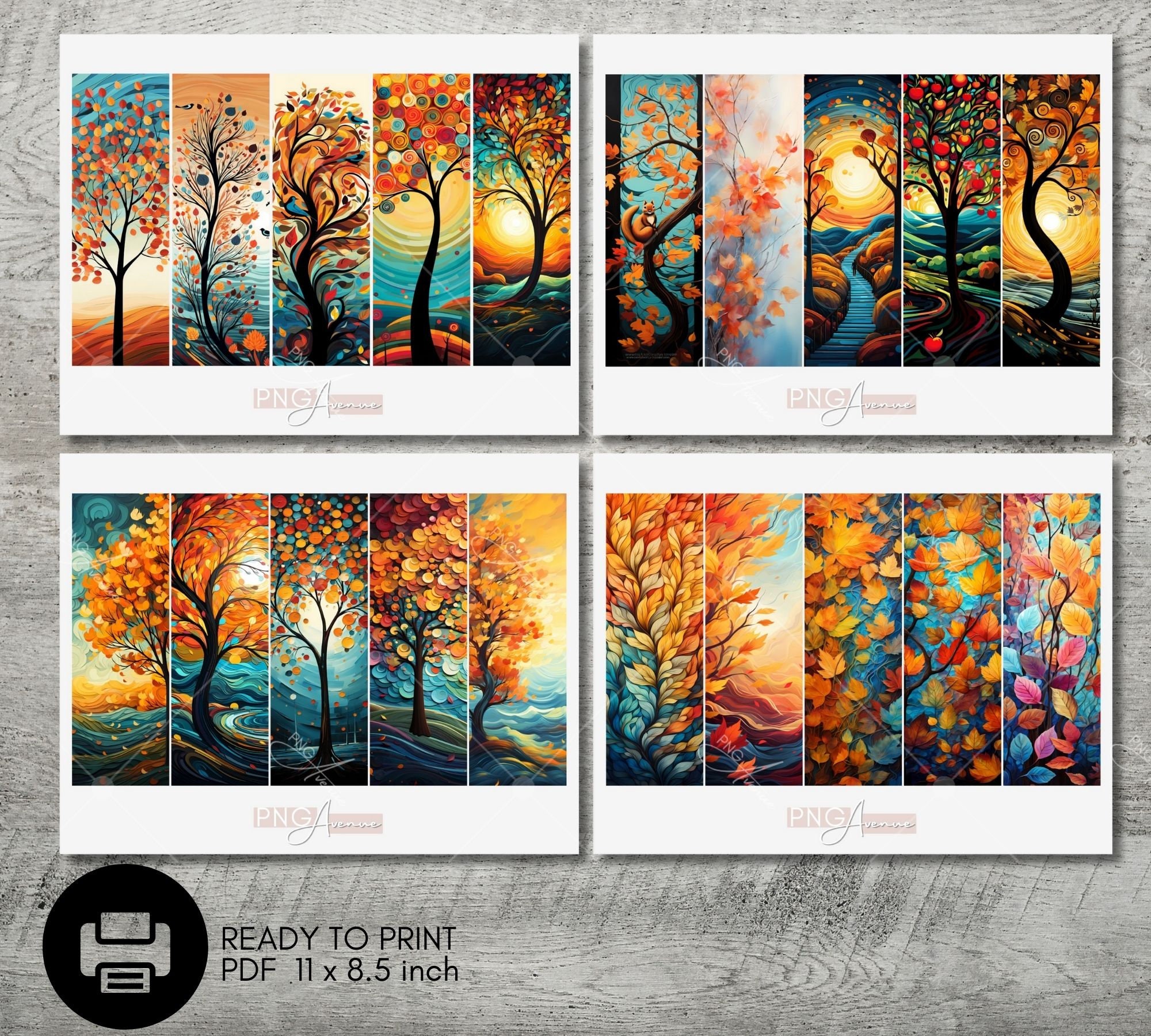 Fall Art Printable Bookmarks Beautiful Autumn Designs - Etsy