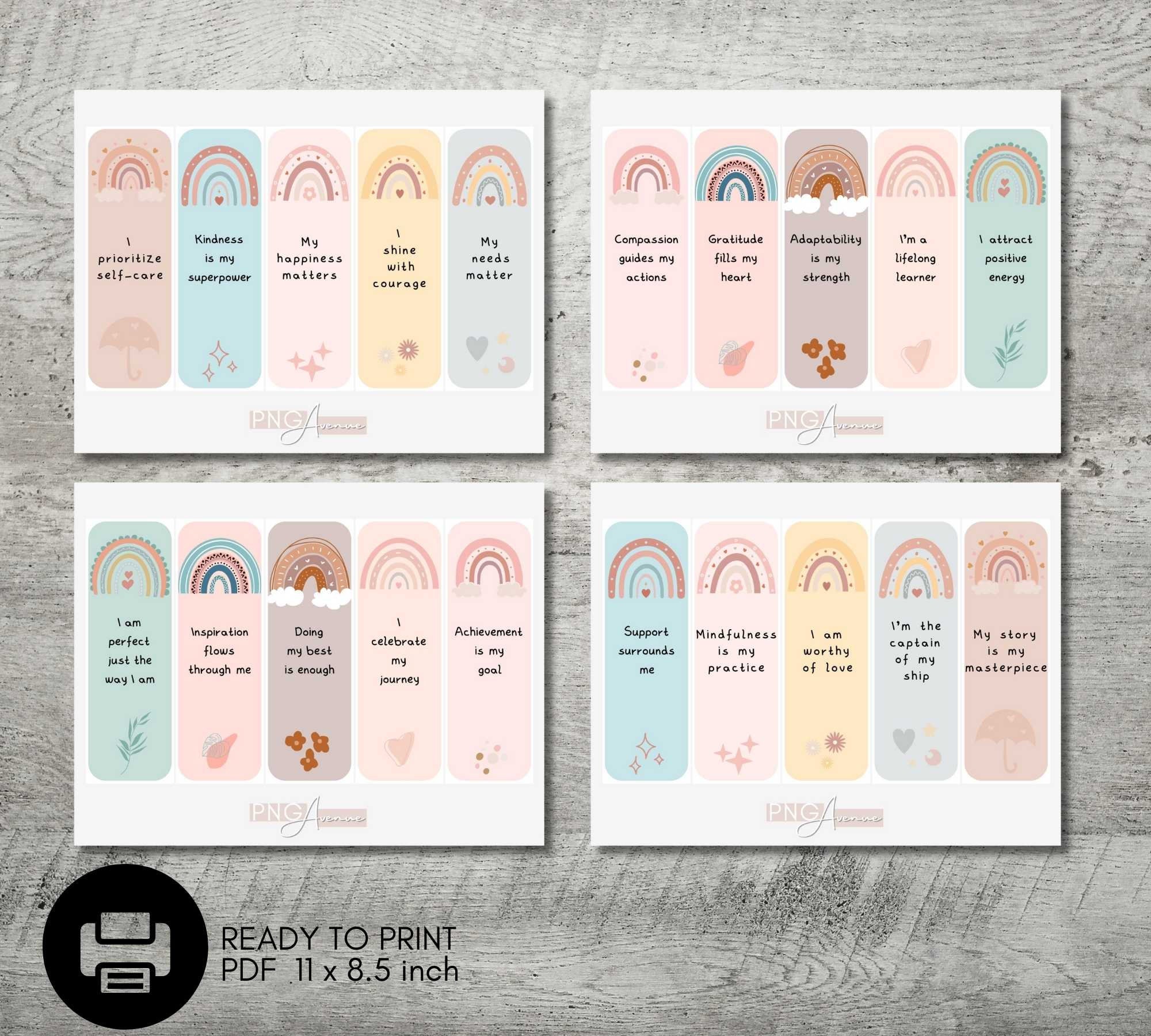 Affirmation Printable Bookmarks, Motivational Quotes, Positivity ...
