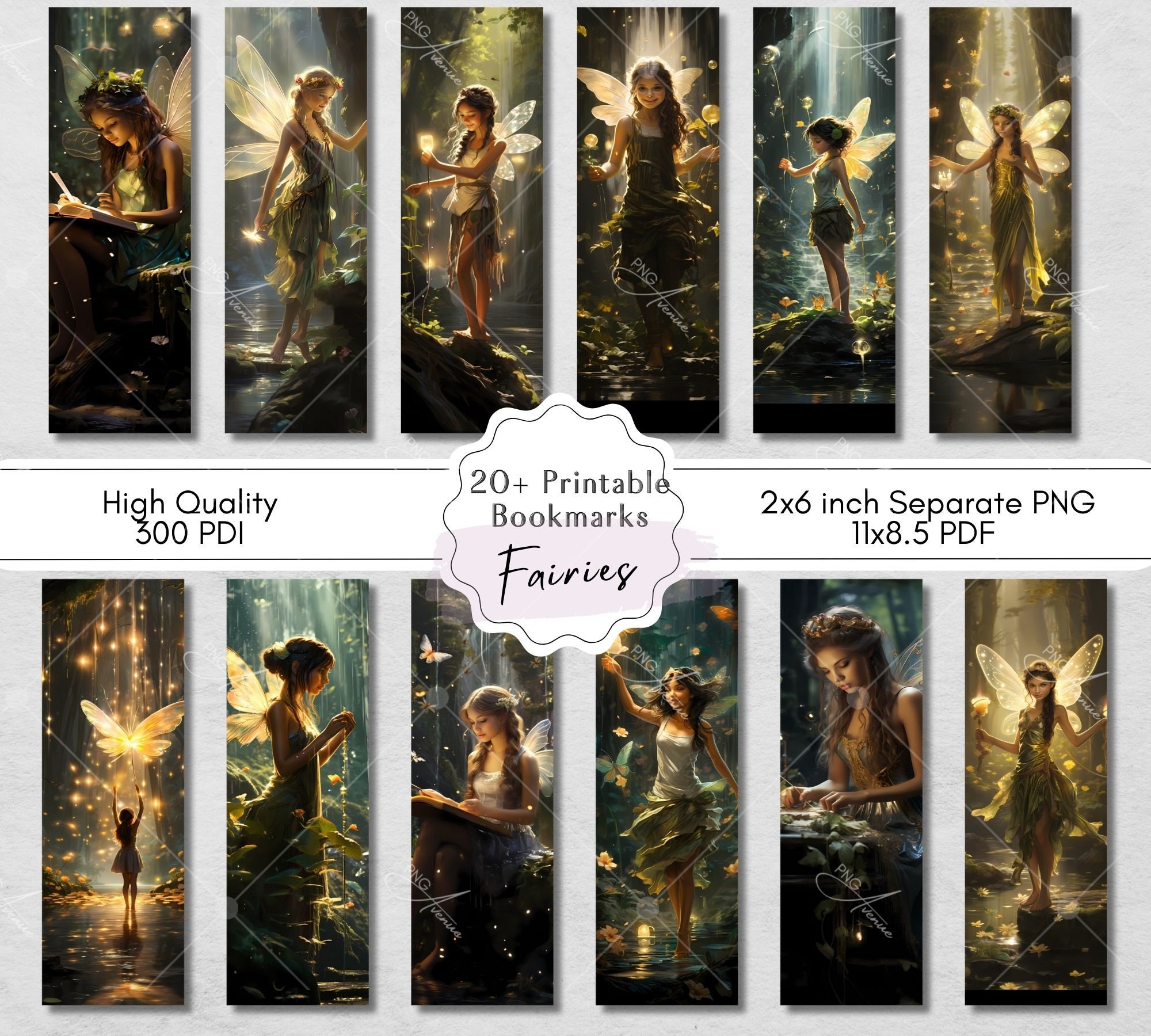 Fairies Printable Bookmarks, Enchanted Fairytale Designs, Digital ...