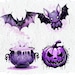 Spooky Purple Halloween Clipart Bundle, 24 Pngs, Transparent Background ...