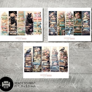 Stacked Books Printable Bookmarks, Book Lovers Designs, Digital Letter ...