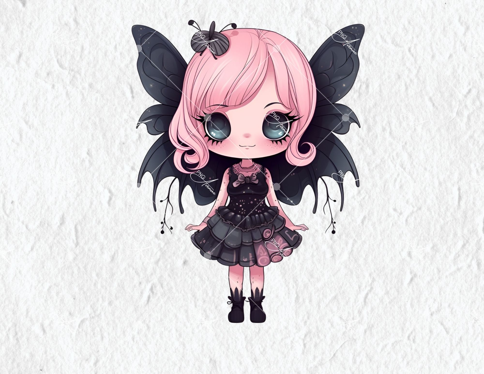 Creepy Cute Goth Fairies Clipart, 5 Goth PNG Fairies Bundle and Goth ...