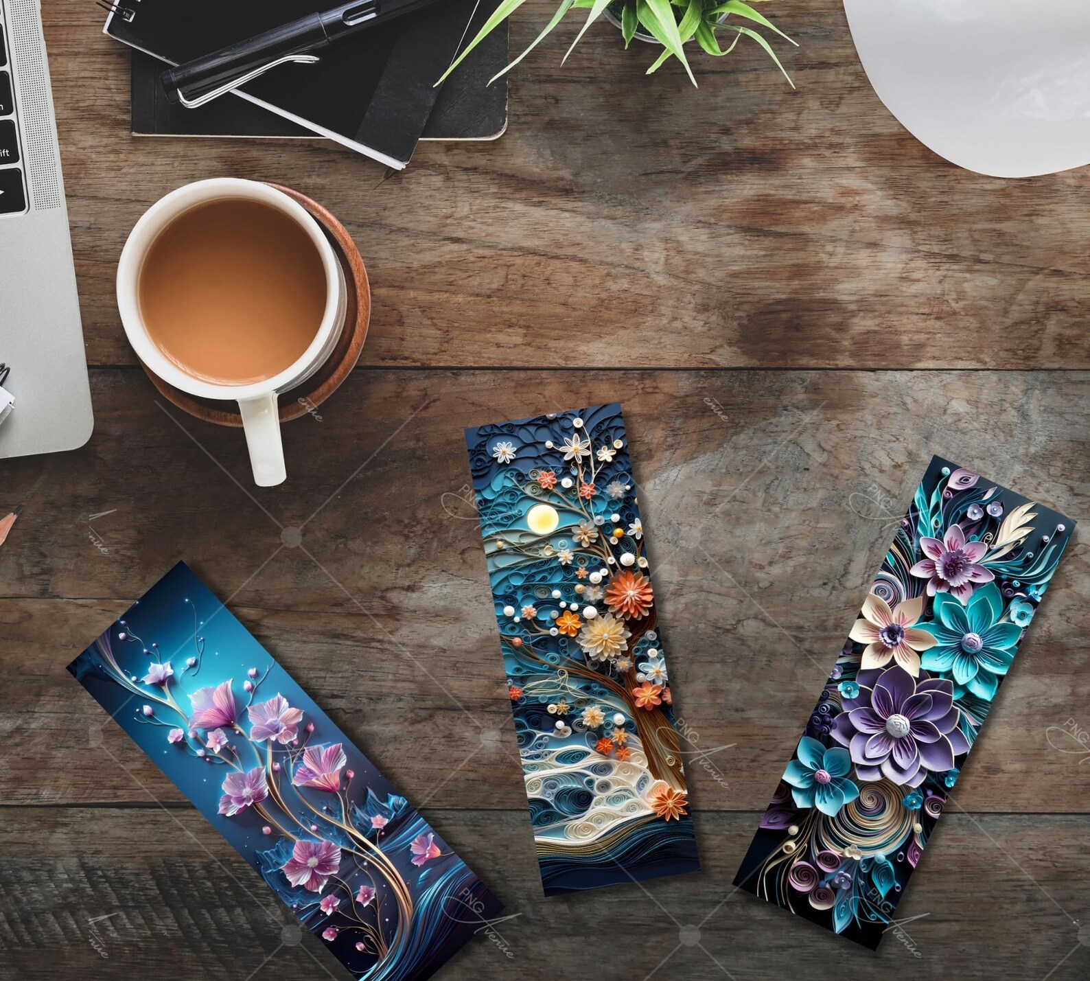 3D Floral Printable Bookmarks, Beautiful Flower Art Designs, Digital ...