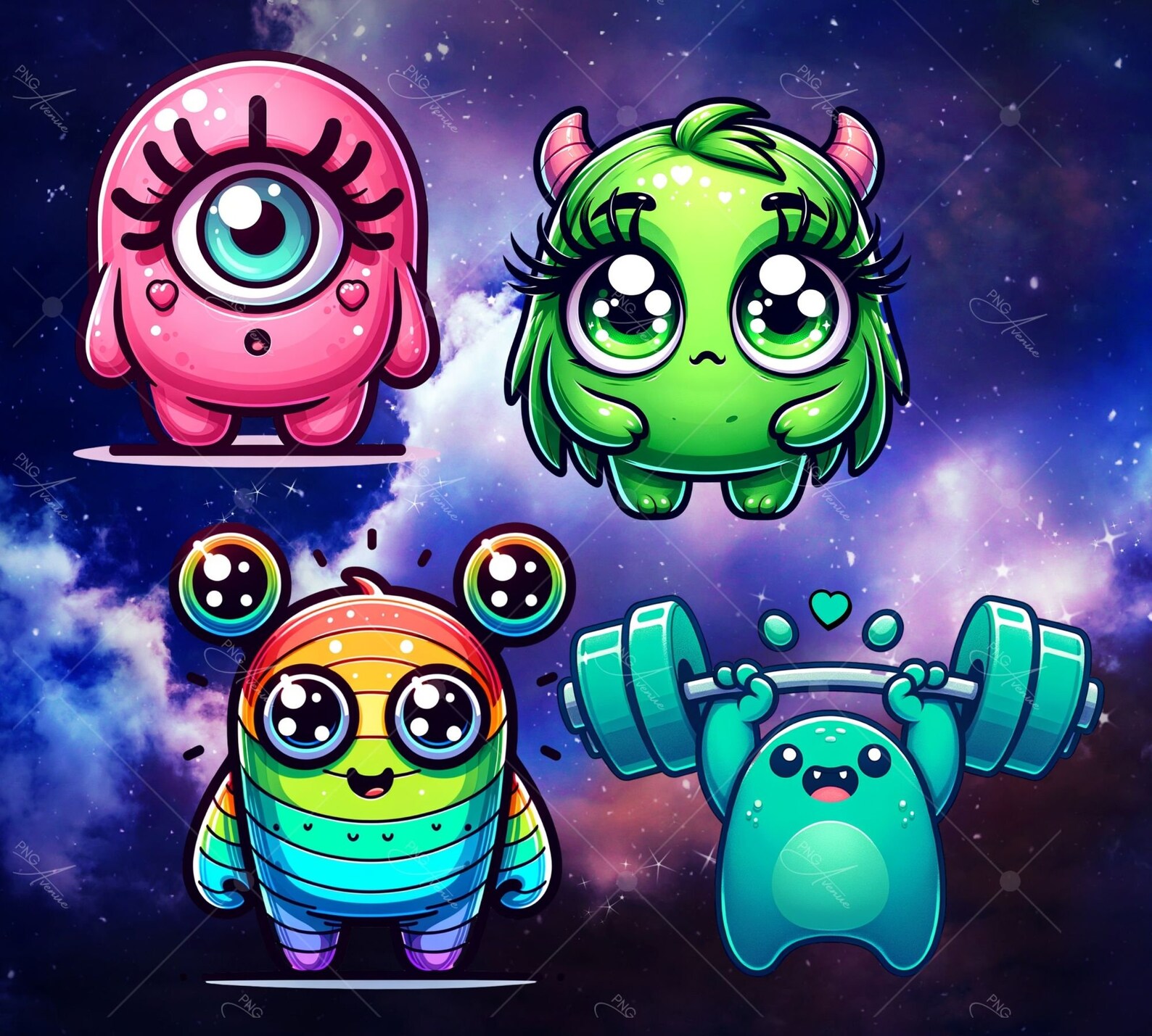 Monster Love Clipart, Cute Colorful Monsters PNG, Valentines Theme ...