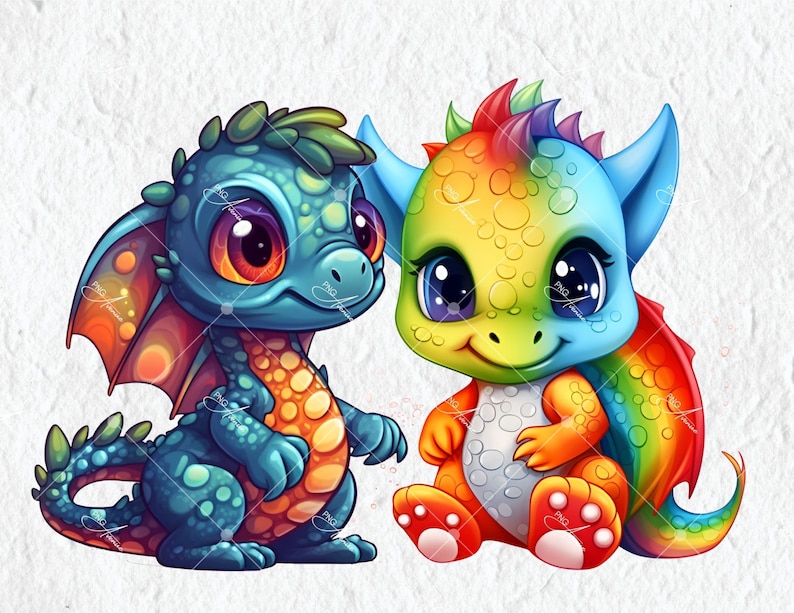 Cute Fantasy Baby Dragon Clipart 12 Colorful Baby Dragon PNG - Etsy