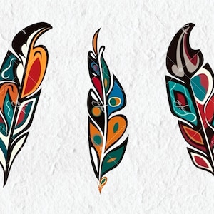Haida Feather Clip Art, 12 Indigenous Clipart PNG Format, Instant ...