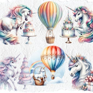 Party Time Unicorn Watercolor Clipart, Adorable Unicorns, Unicorn Png ...