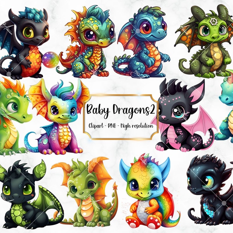 Dragon Clipart - Etsy