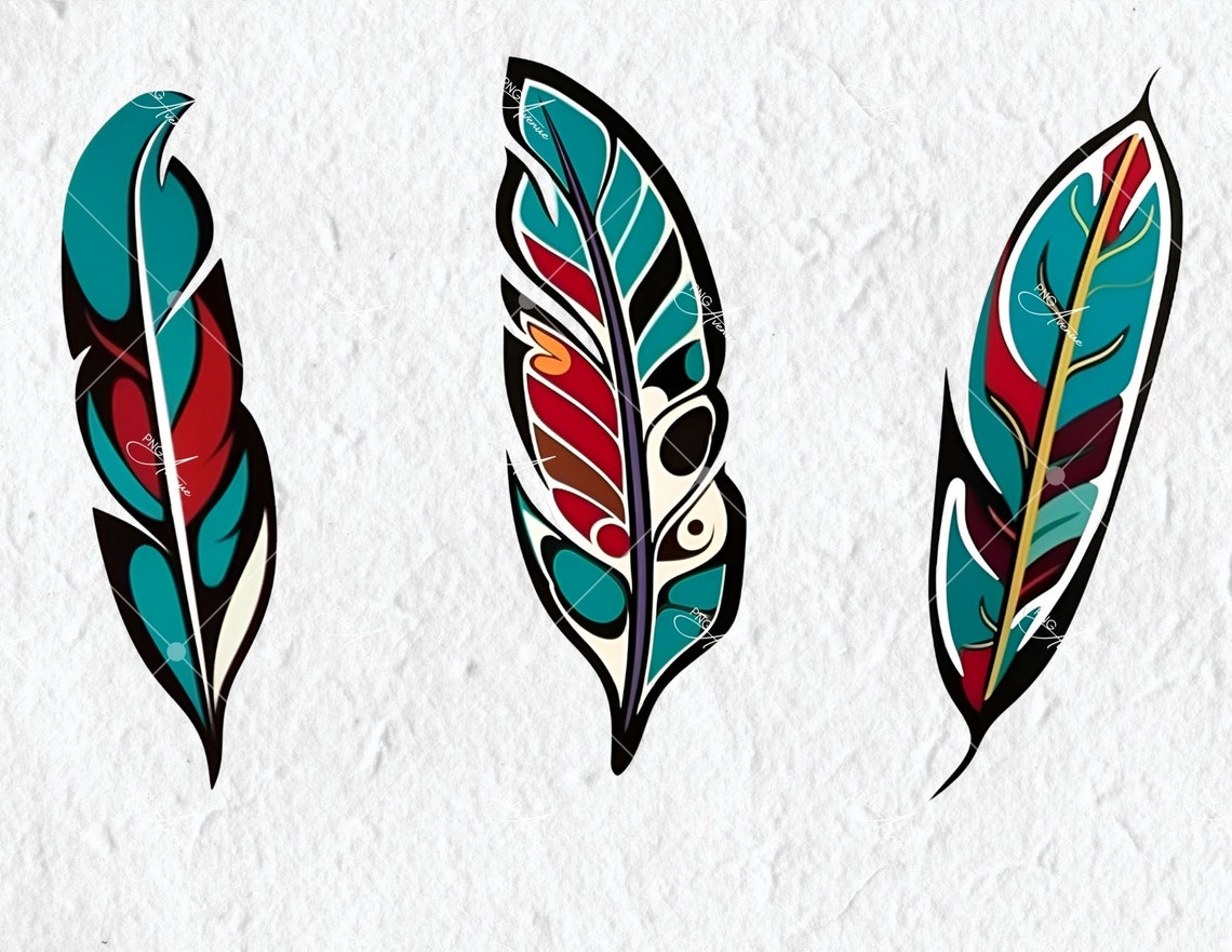 Haida Feather Clip Art, 12 Indigenous Clipart PNG Format, Instant ...