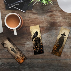 20 Vintage Spooky Halloween Printable Bookmarks, Gothic Designs ...