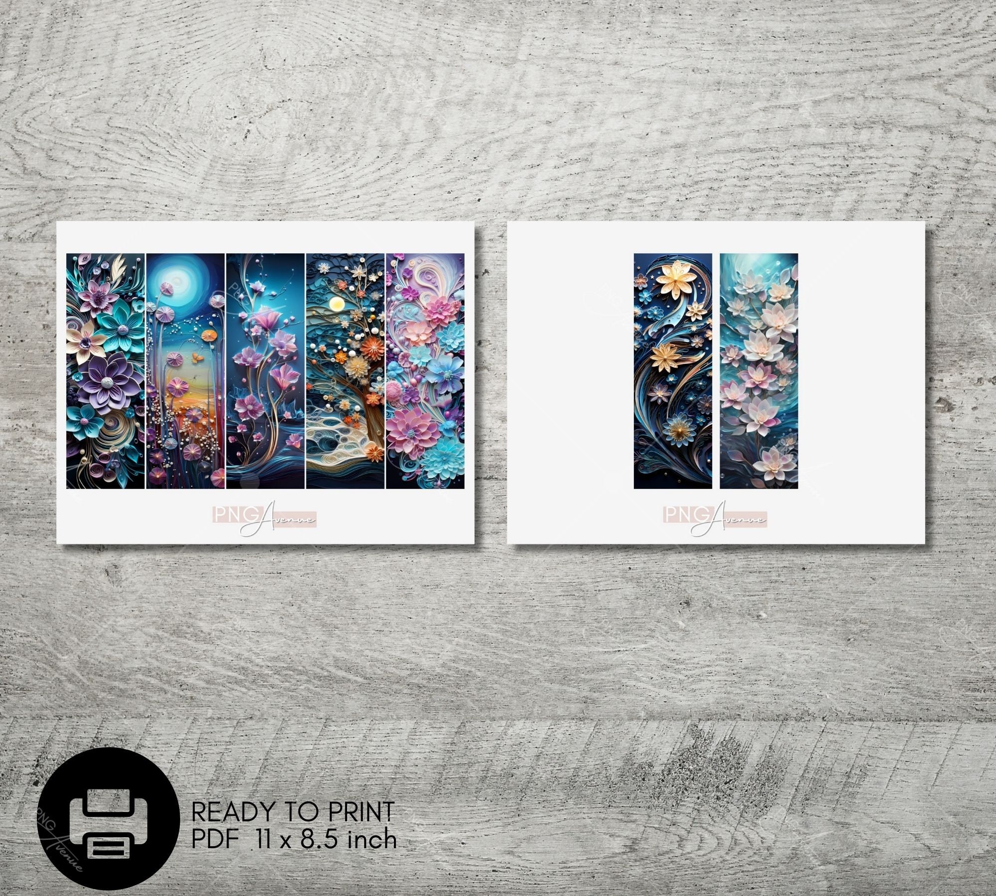 3D Floral Printable Bookmarks, Beautiful Flower Art Designs, Digital ...
