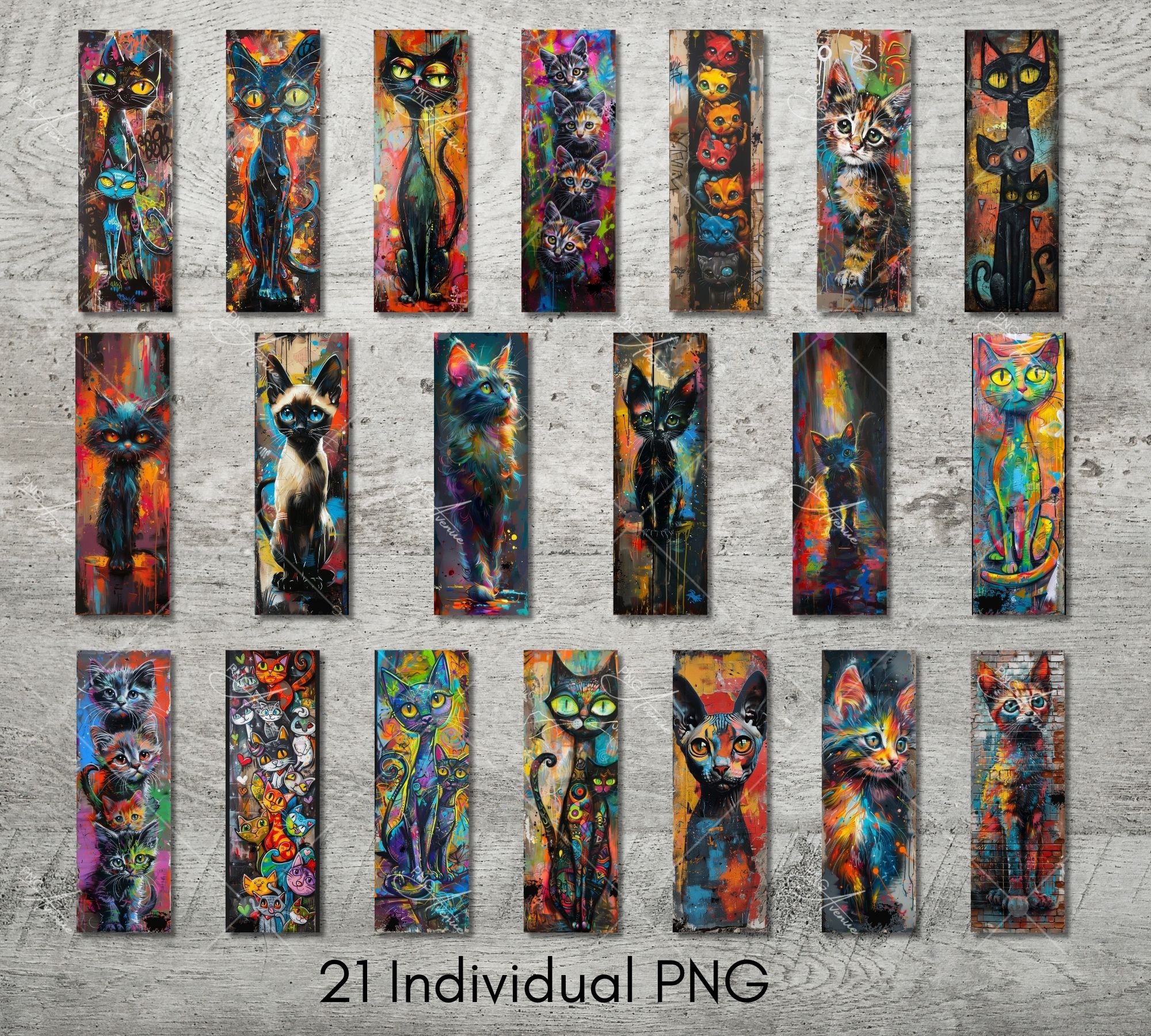 Graffiti Cats Printable Bookmarks, Book Lovers Designs, Digital Letter ...