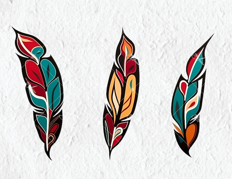 Haida Feather Clip Art, 12 Indigenous Clipart PNG Format, Instant ...